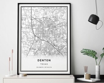 Richardson Map Print Minimalistic Wall Art Poster City | Etsy