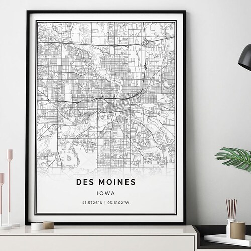 Des Moines Map Print Des Moines Poster Iowa Maps Des Moines - Etsy