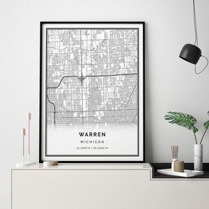 Warren Map Print | Minimalistic Wall Art Poster | City Maps ...