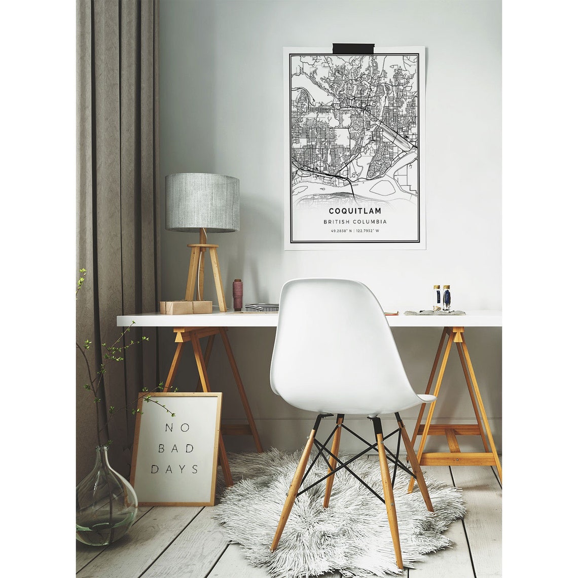 Coquitlam map print Minimalistic wall art poster City maps | Etsy