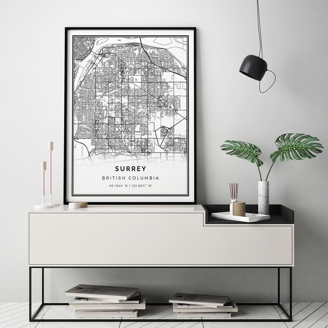 Surrey Map Print | Minimalistic Wall Art Poster | City Maps ...