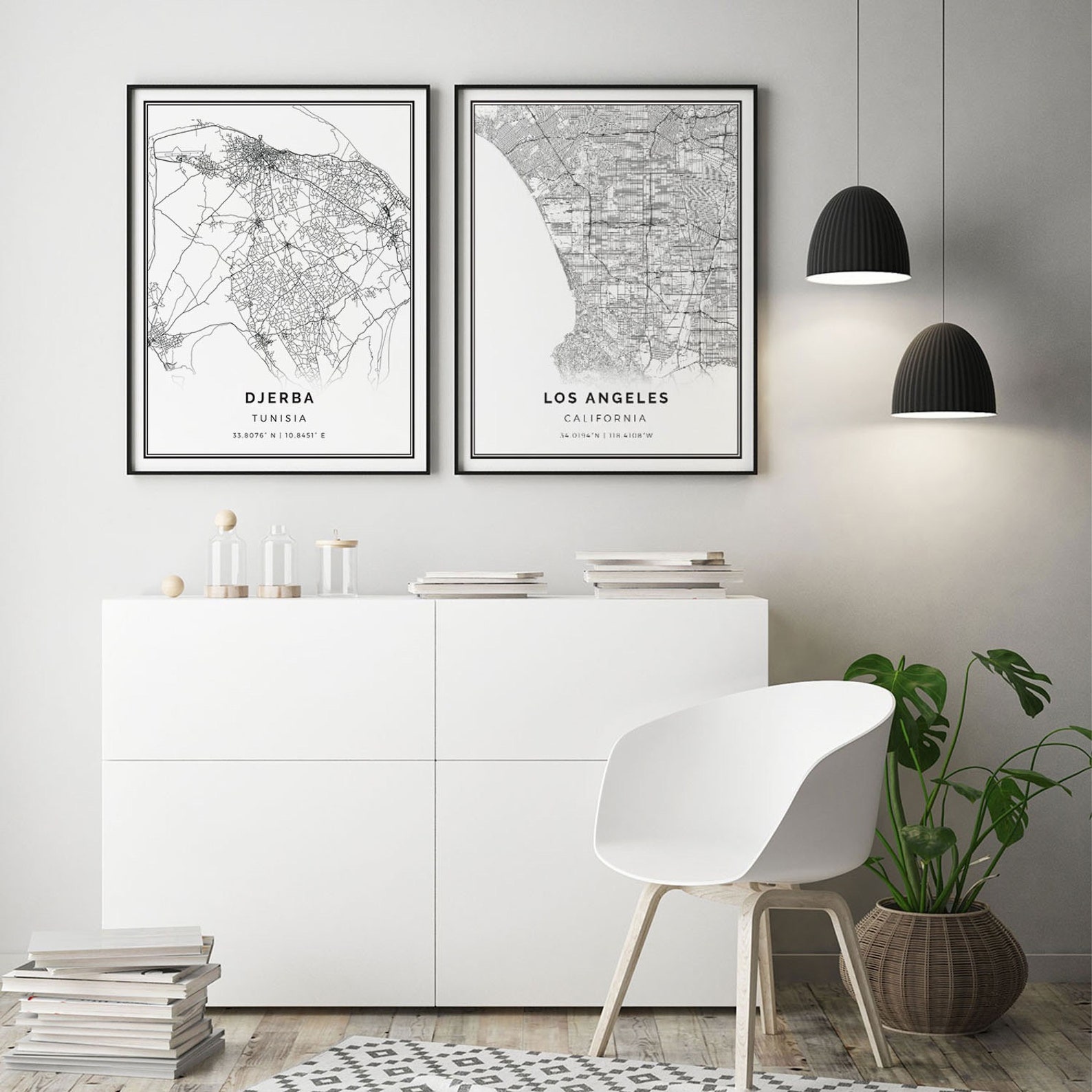 Djerba Map Print Minimalistic Wall Art Poster City Maps | Etsy