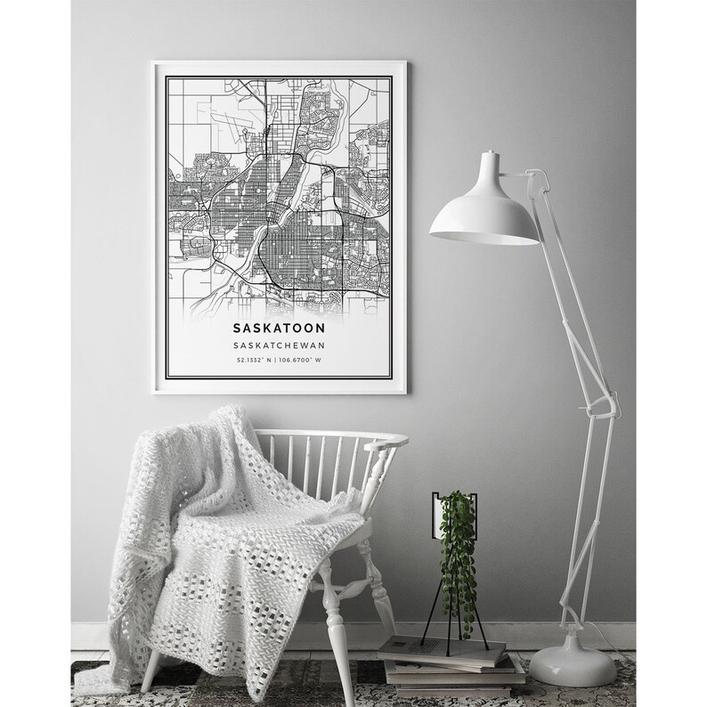 Saskatoon Map Print Minimalistic Wall Art Poster City Maps - Etsy