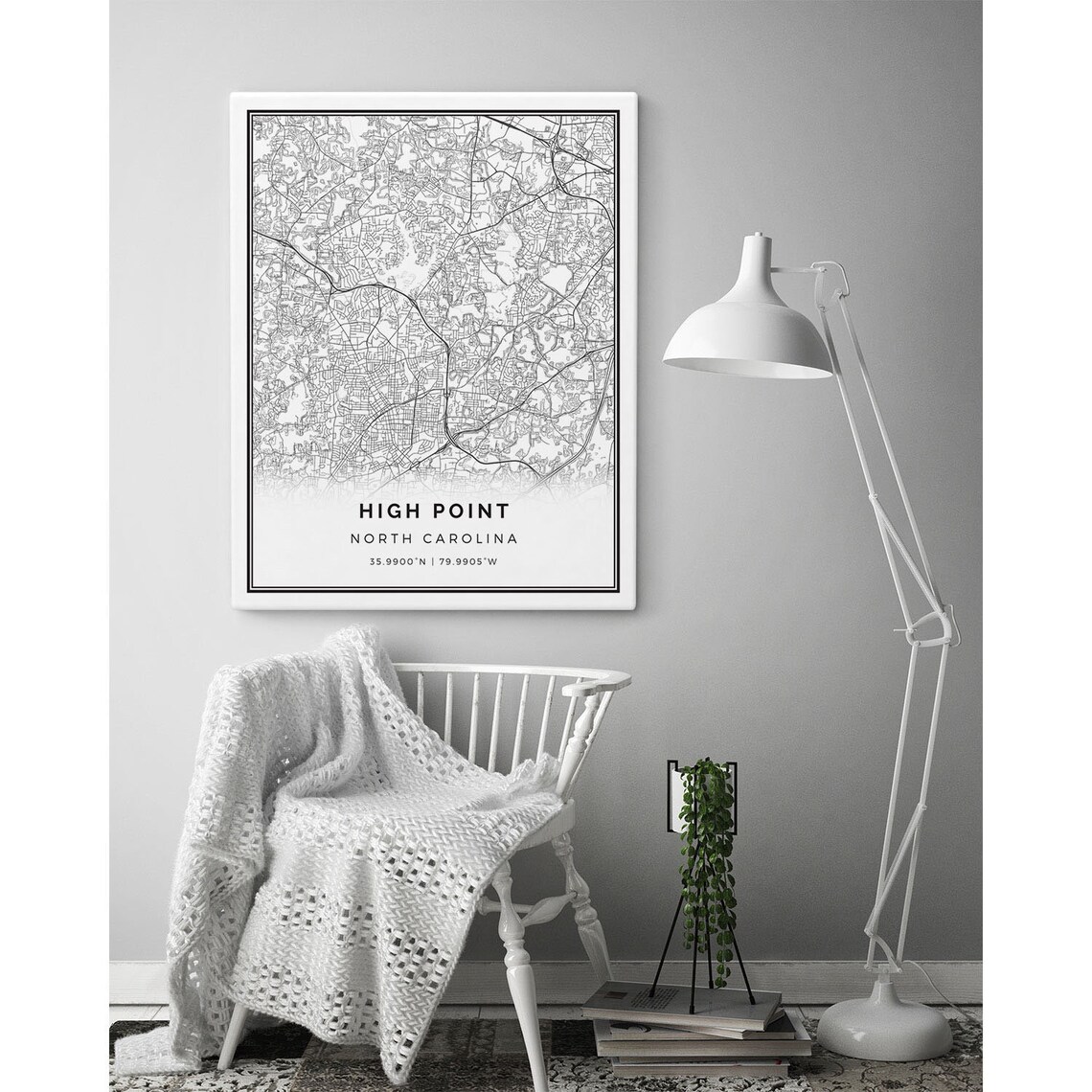 High Point Map Canvas Print City Maps Wall Art North | Etsy