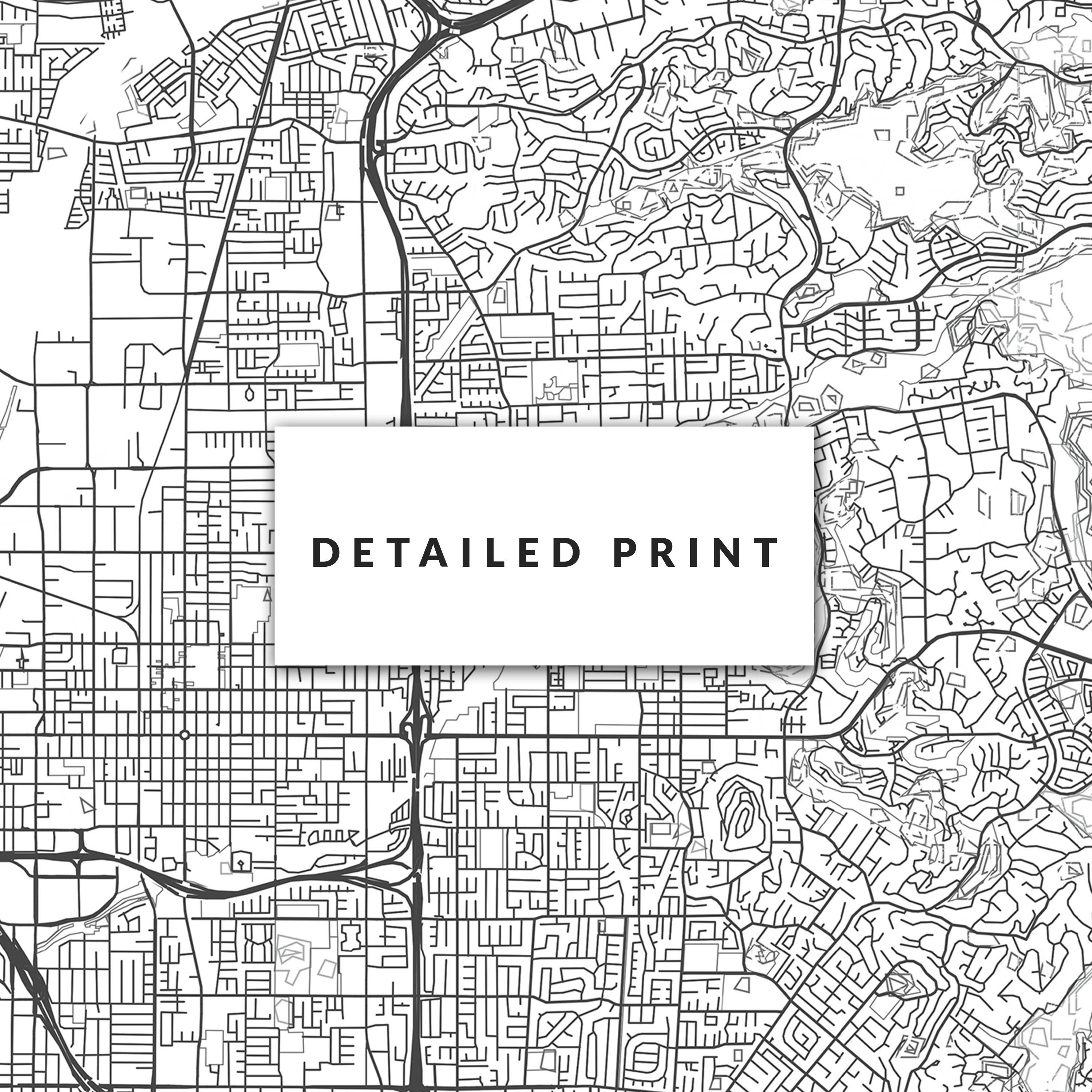 Orange Map Print Minimalistic Wall Art Poster City Maps - Etsy