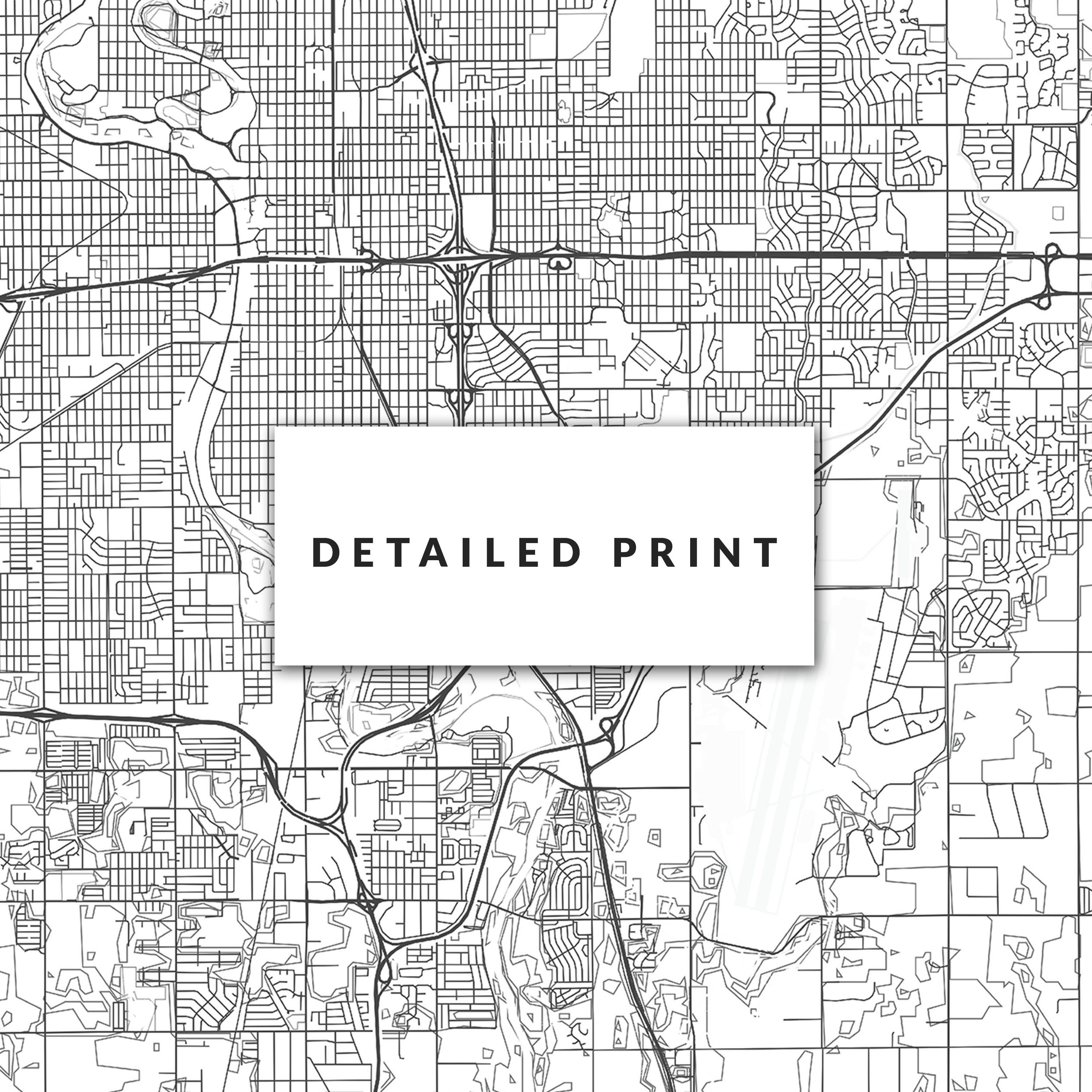 Wichita Map Print Minimalistic Wall Art Poster City Maps - Etsy