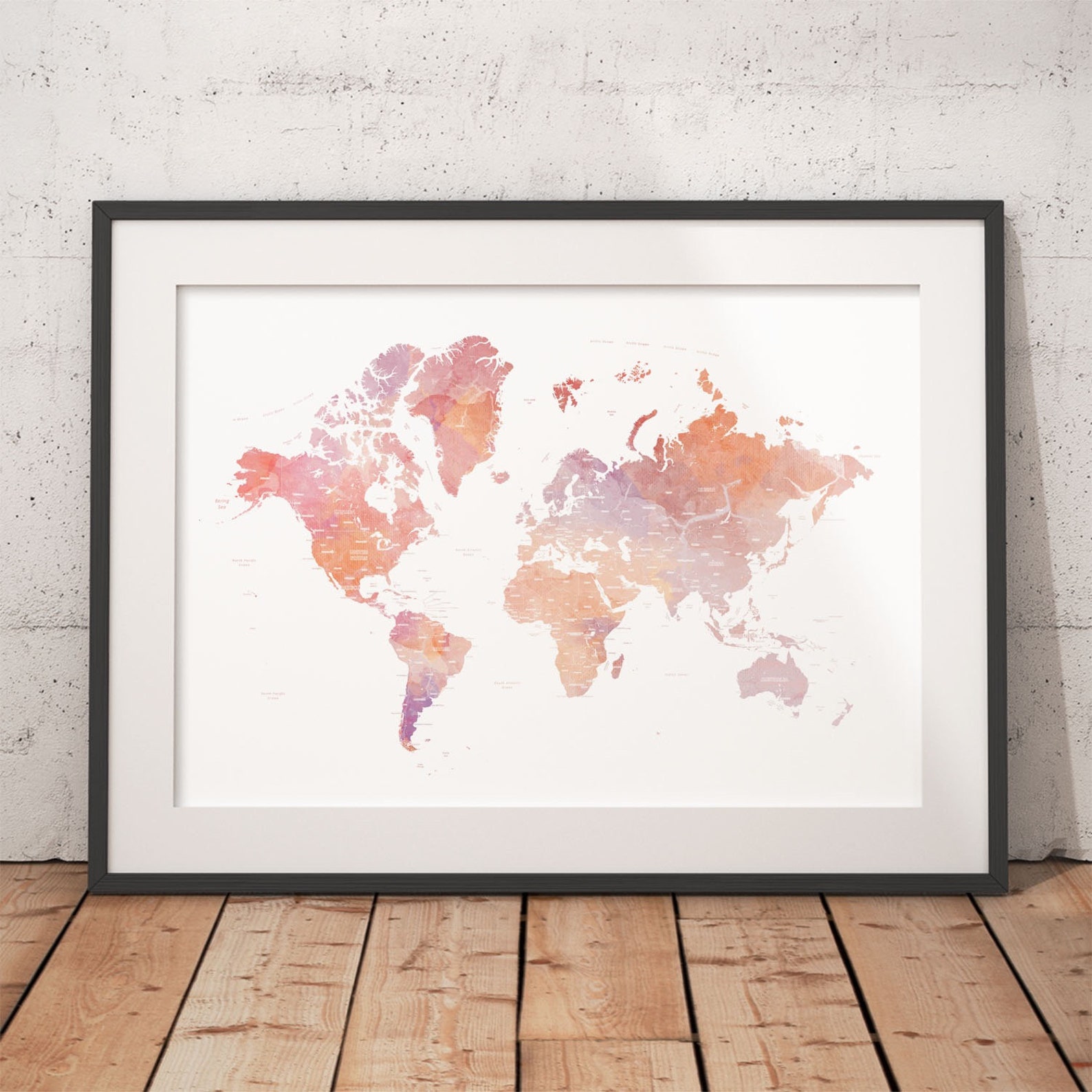 Marble World Map Pink Marble World Map Marble World Print - Etsy