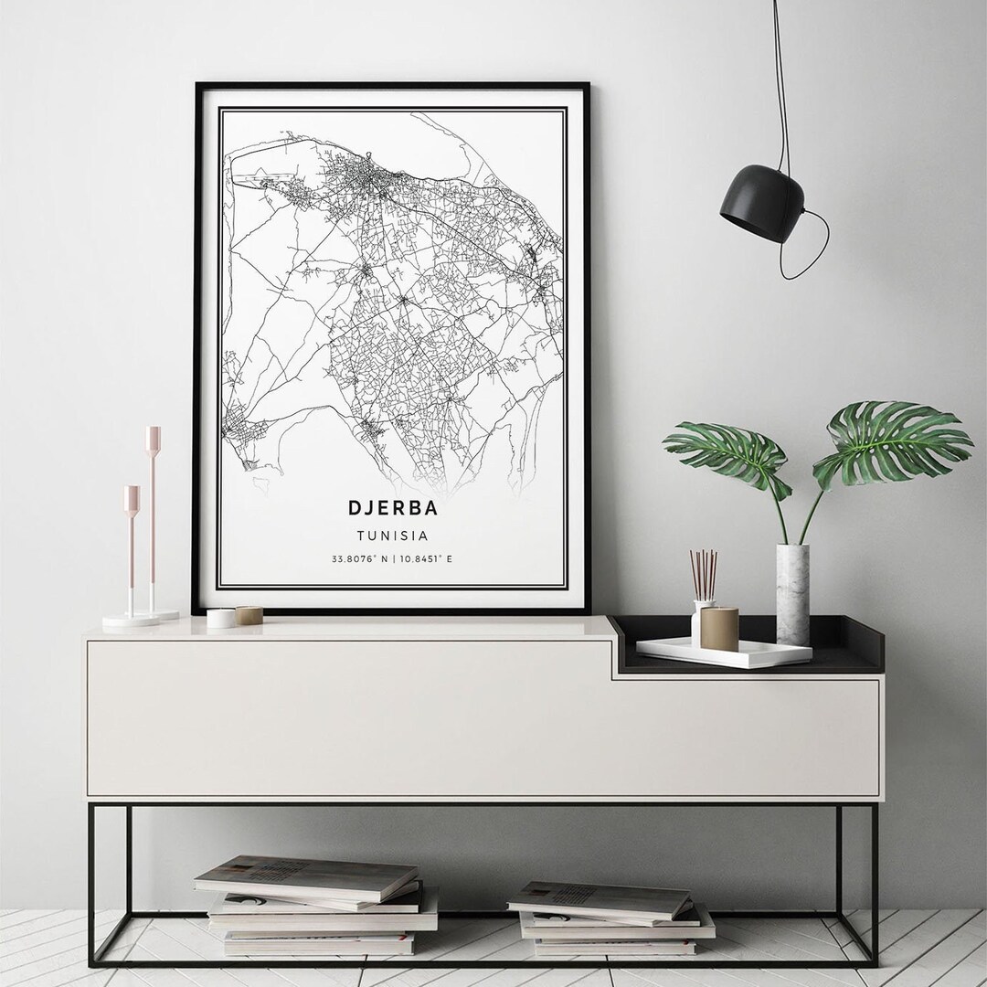 Djerba Map Print | Minimalistic Wall Art Poster | City Maps ...