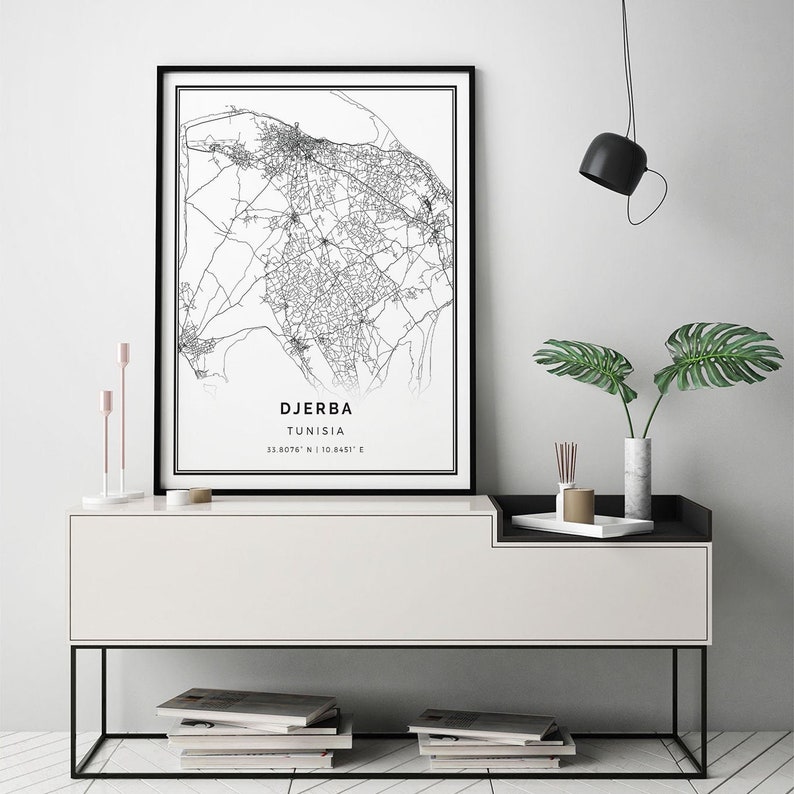 Djerba Map Print Minimalistic Wall Art Poster City Maps - Etsy