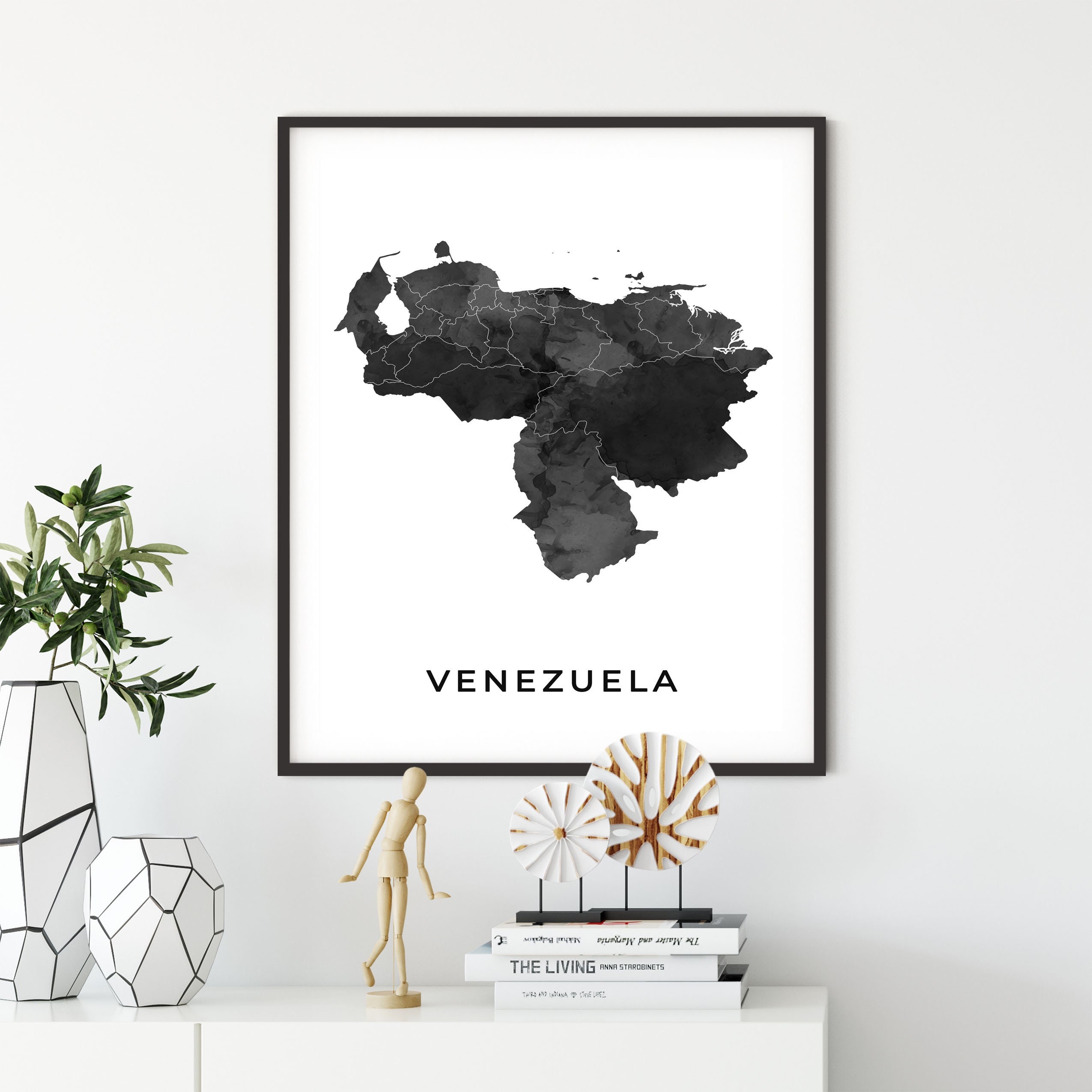 Venezuela Map Art Poster Black and White Wall Art Print of - Etsy