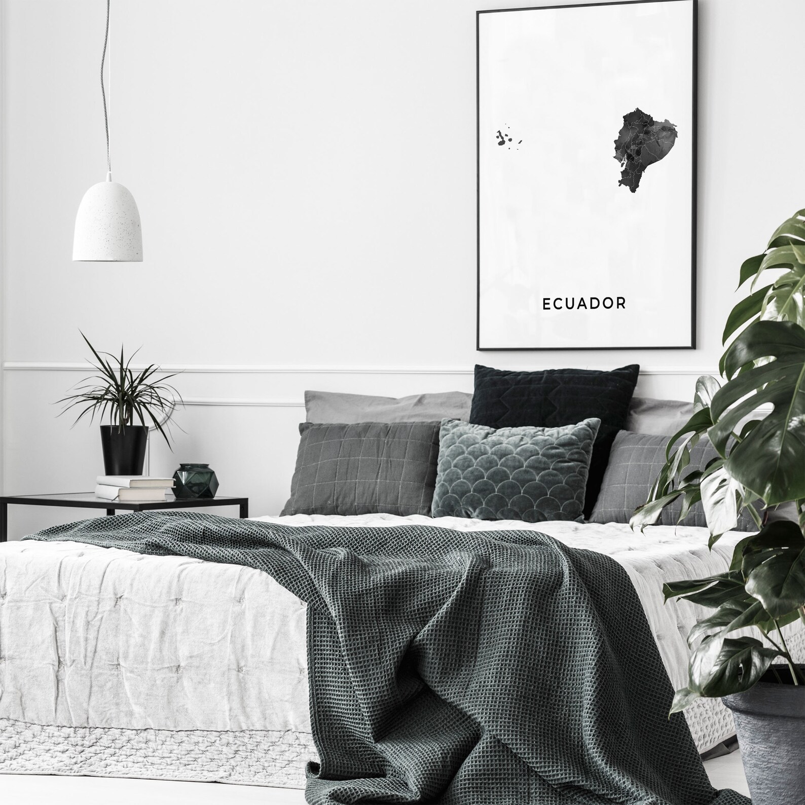 Ecuador Map Art Poster Black and White Wall Art Print of - Etsy