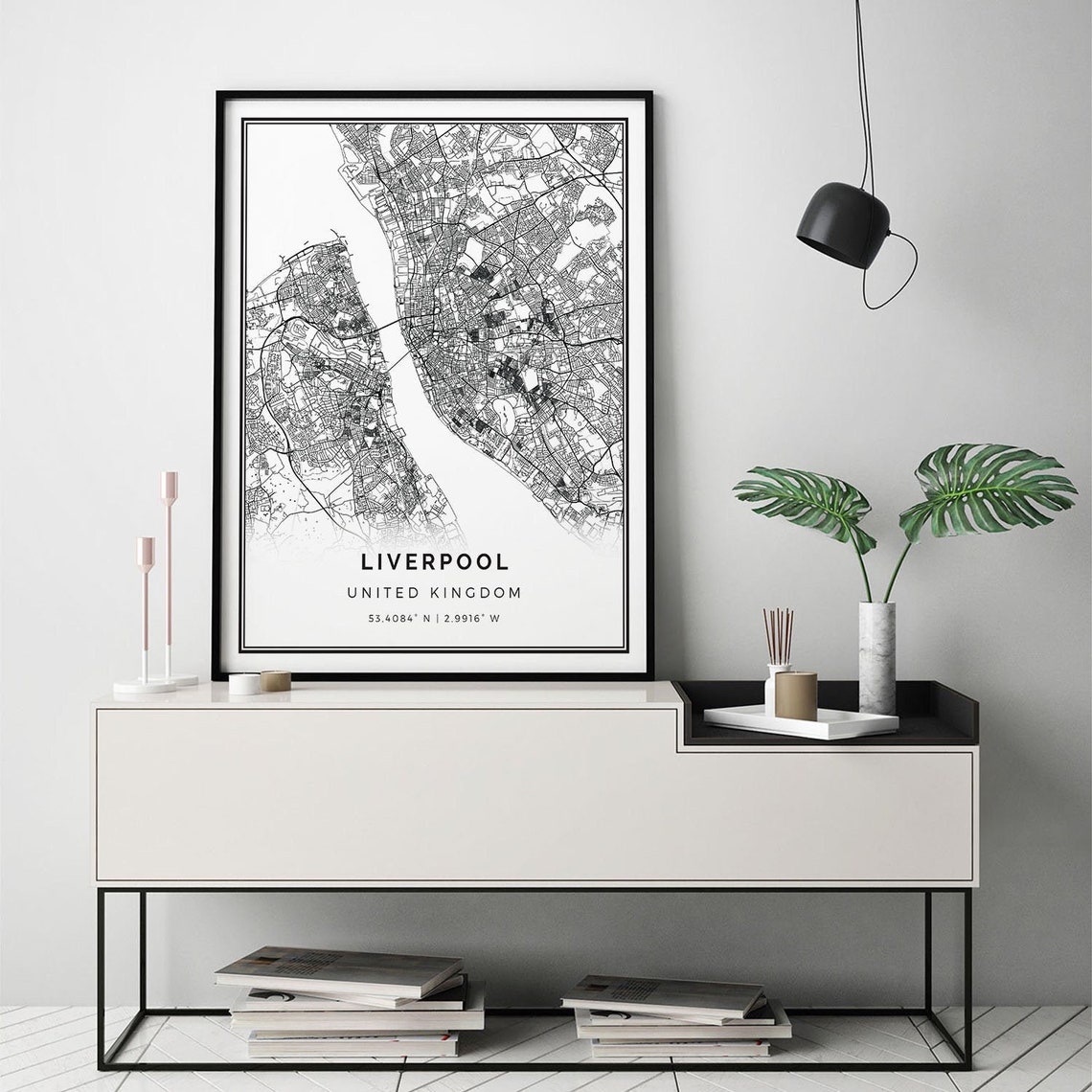 Liverpool Map Print Minimalistic Wall Art Poster City Maps | Etsy