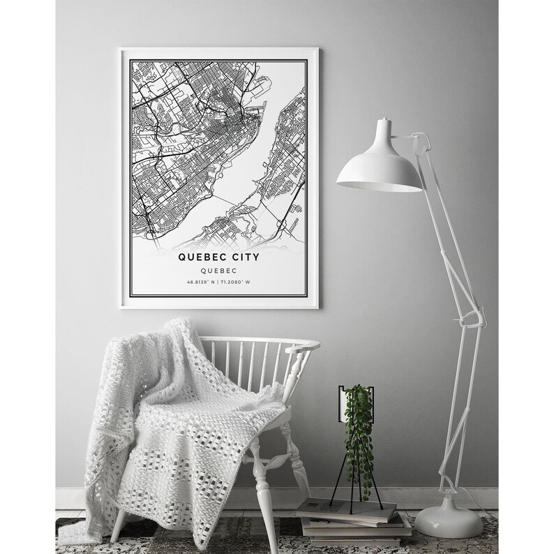 Quebec City Map Print Minimalistic Wall Art Poster City - Etsy