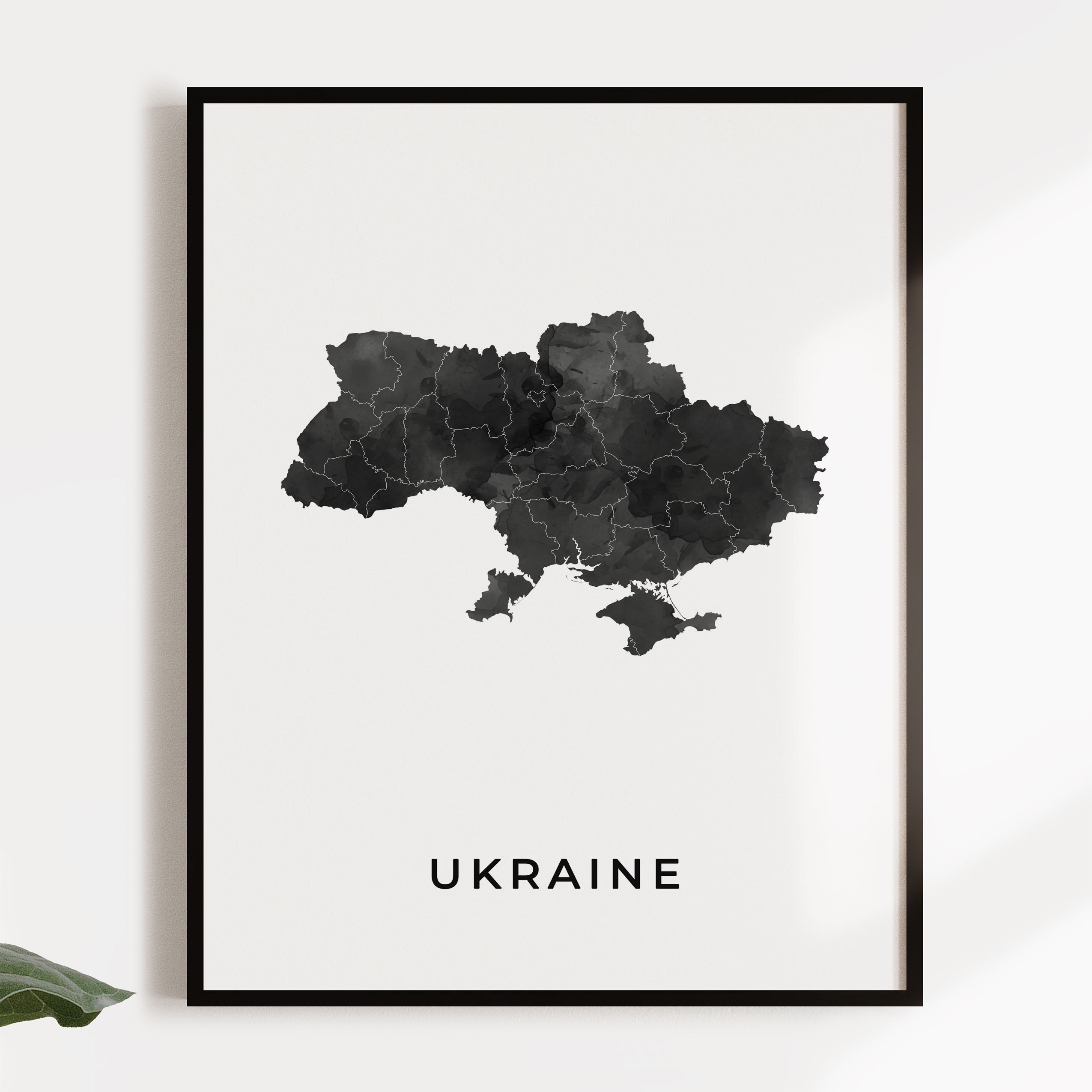 Ukraine Map Art Poster, Black and White Wall Art Print of Ukraine, Gift ...