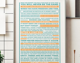 The Last Time Poem Print Printable Baby Shower, Mothers Day, Pregnancy ...