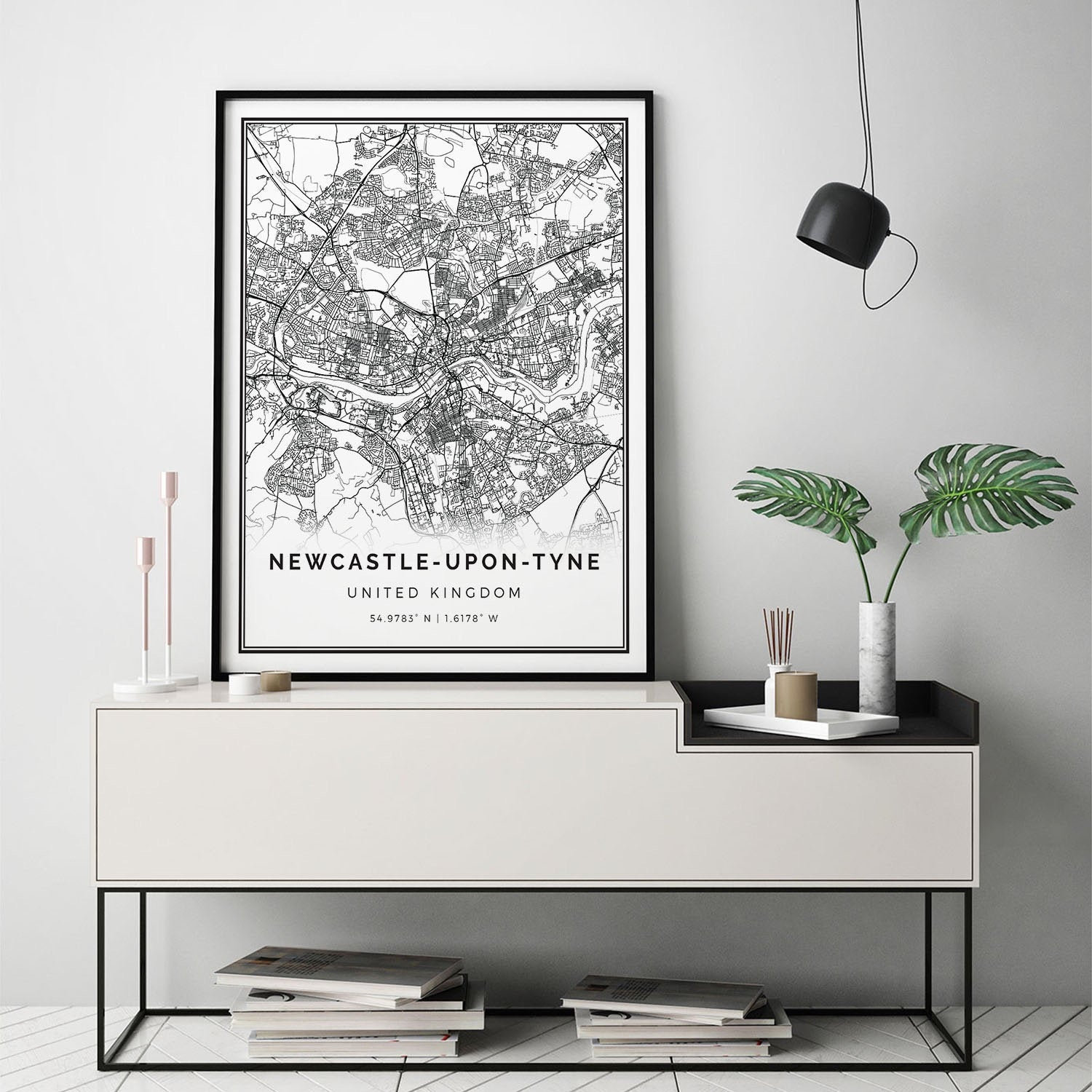 Newcastle-upon-tyne Map Print Minimalistic Wall Art Poster - Etsy