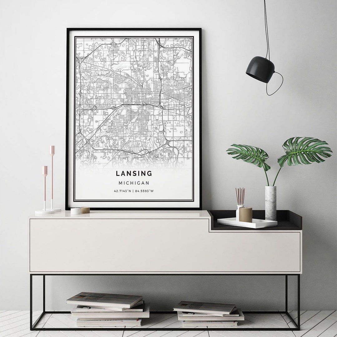 Lansing Map Print | Minimalistic Wall Art Poster | City Maps ...