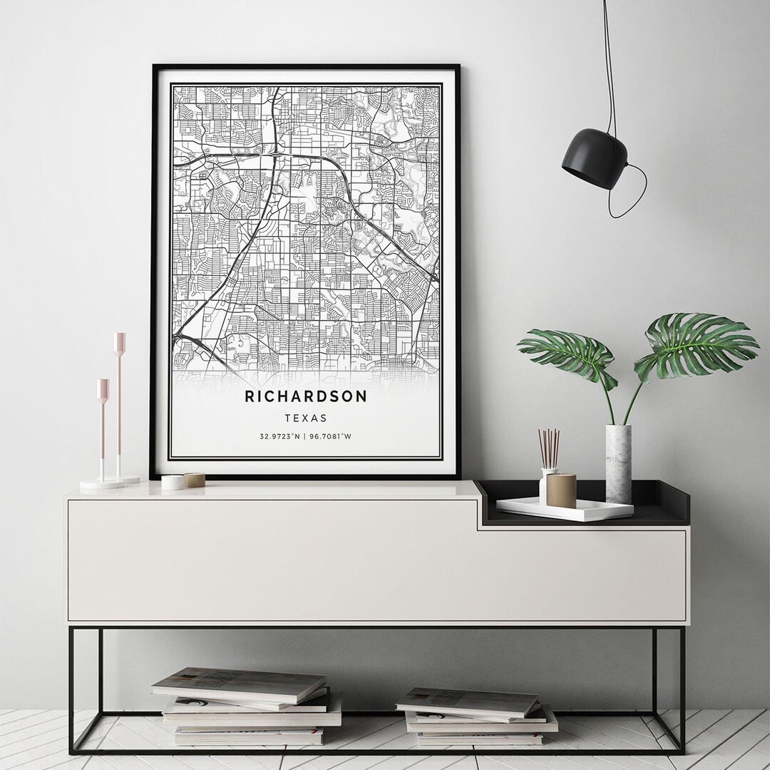 Richardson Map Print | Minimalistic Wall Art Poster | City Maps ...
