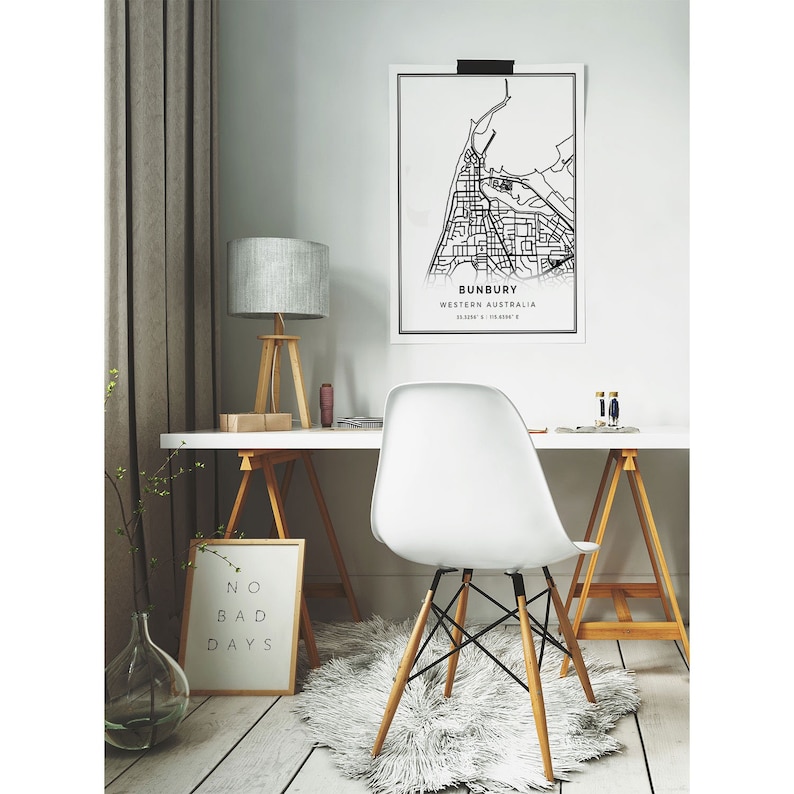 Bunbury Map Print Minimalistic Wall Art Poster City Maps | Etsy