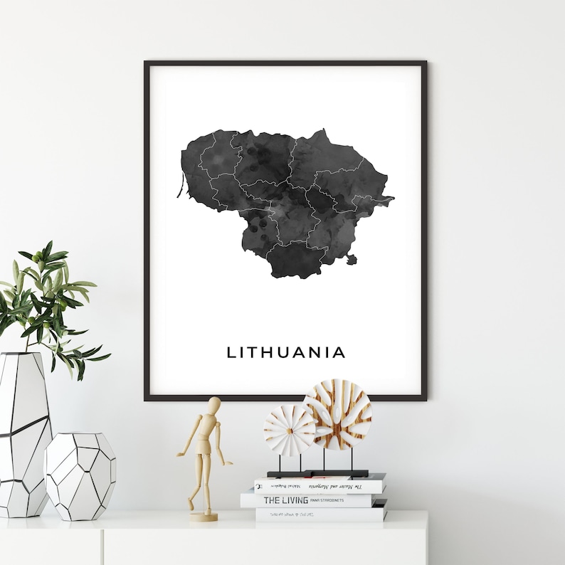 Lithuania Map Art Poster Black and White Wall Art Print of - Etsy