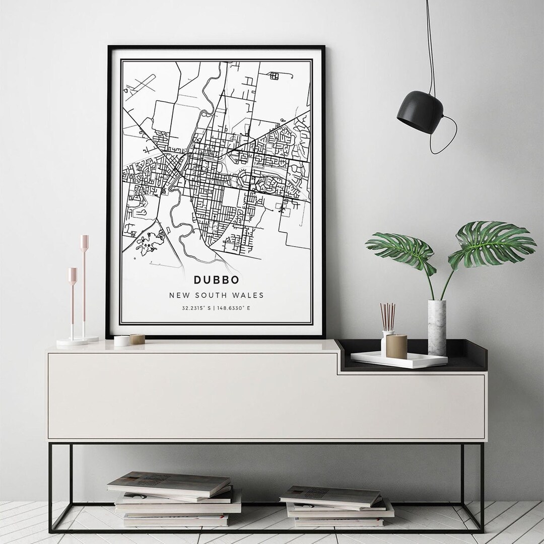 Dubbo Map Print: Minimalist Black and White Scandinavian Wall Art - Etsy