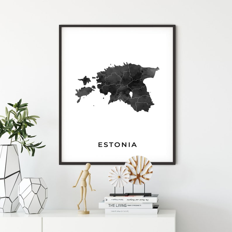 Estonia Map Art Poster Black and White Wall Art Print of - Etsy