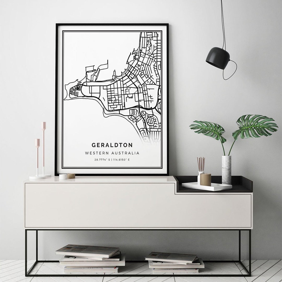 Geraldton Map Print Minimalistic Wall Art Poster City Maps Scandinavian ...