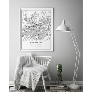 Bundaberg Map Print | Minimalistic Wall Art Poster | City Maps ...