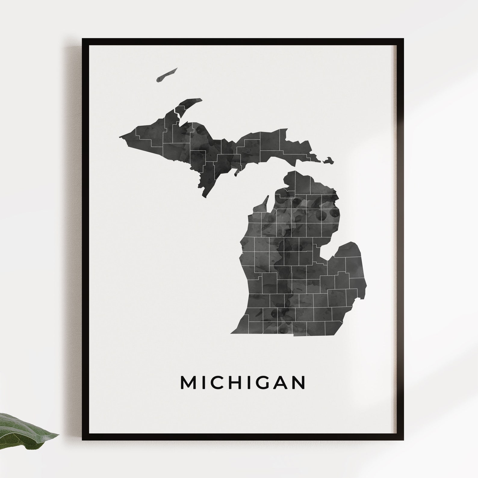 Michigan Map Art Poster Black and White Wall Art Print of - Etsy