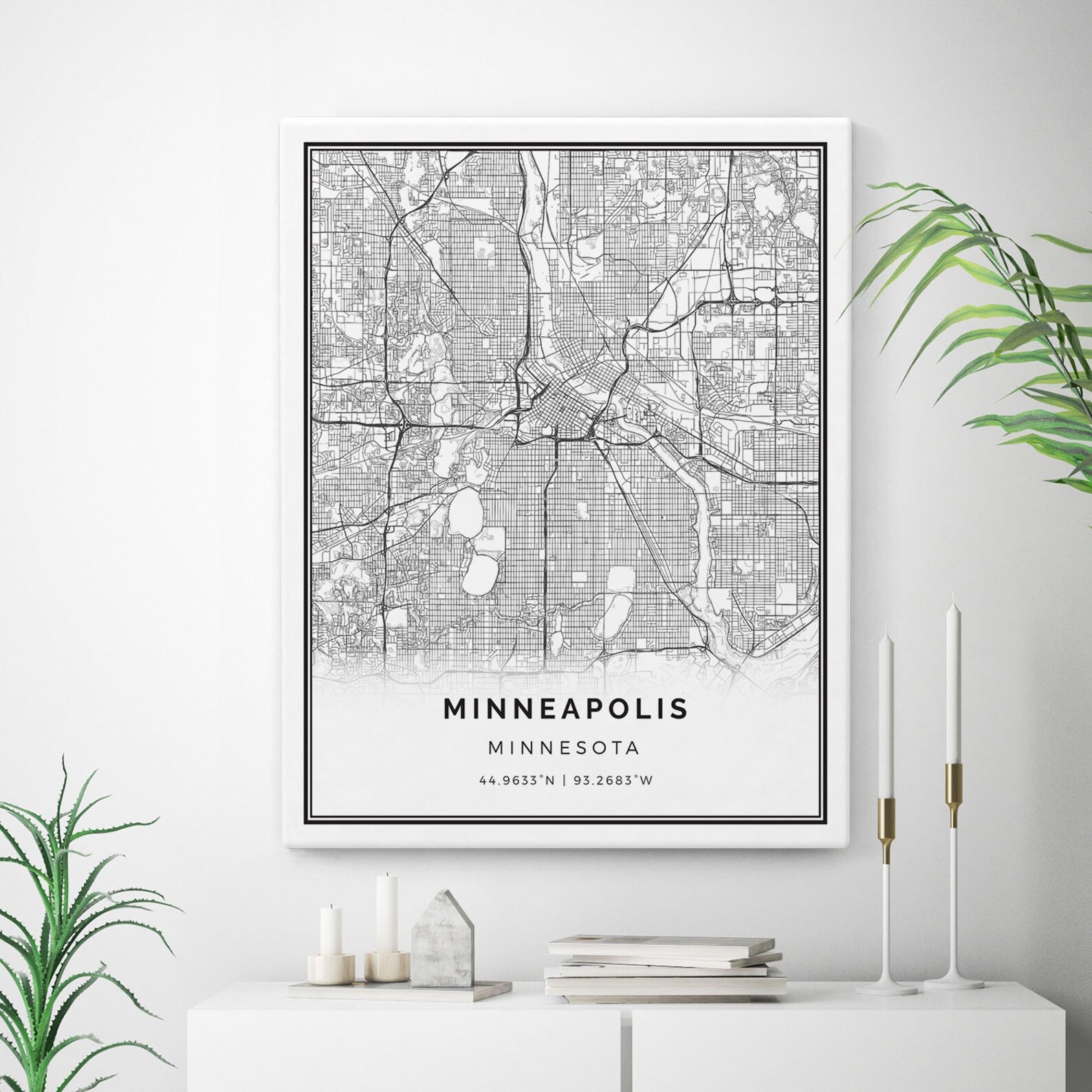 Minneapolis Map Canvas Print City Maps Wall Art Minnesota - Etsy