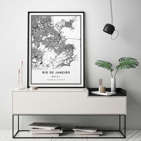 Rio De Janeiro Map Print Minimalistic Wall Art Poster City | Etsy
