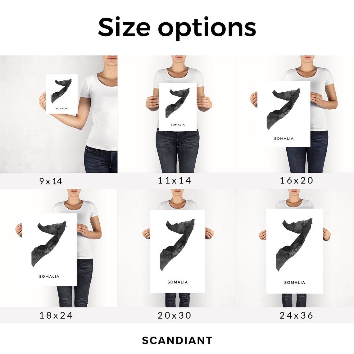 Somalia Map Art Poster Black and White Wall Art Print of - Etsy