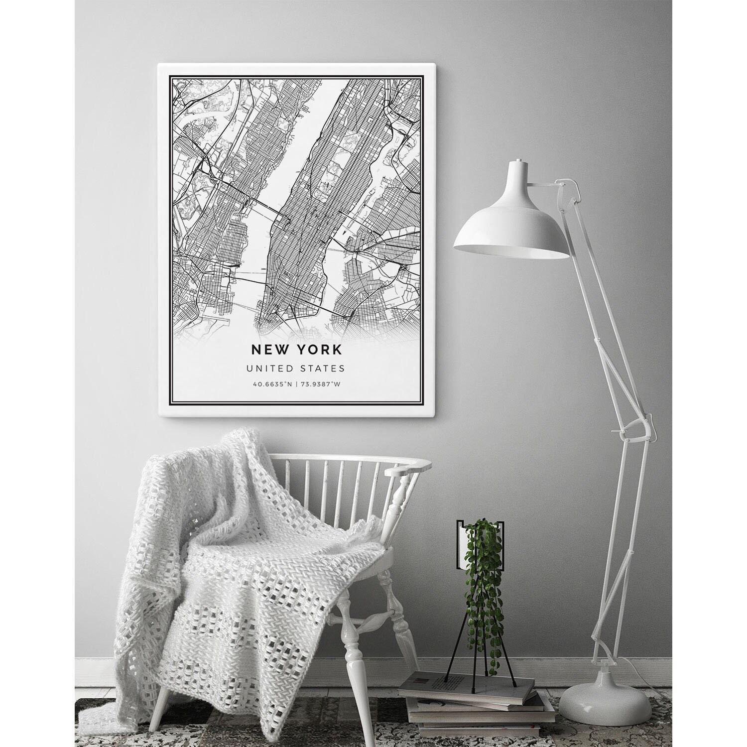 New York Map Canvas Print City Maps Wall Art United States | Etsy