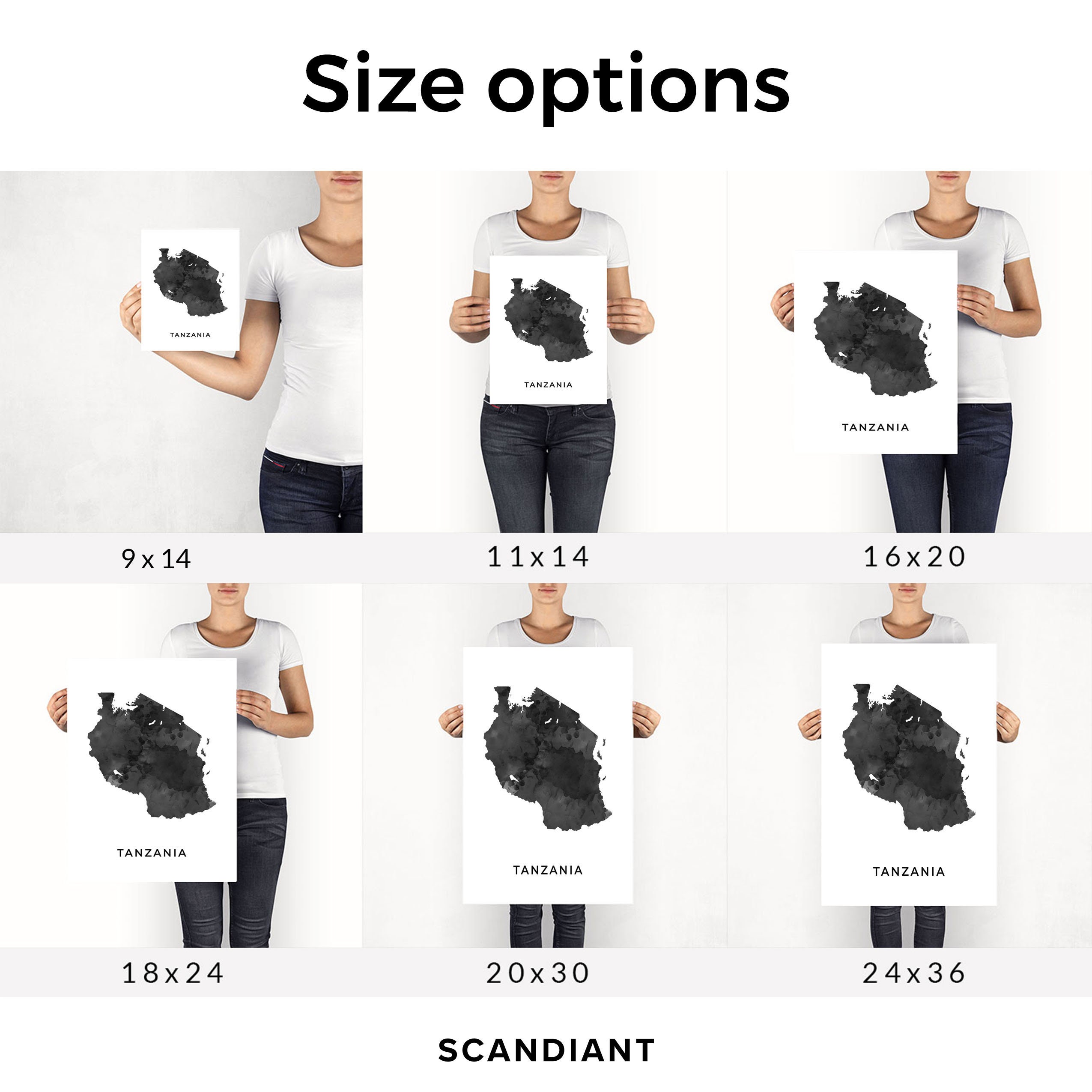 Tanzania Map Art Poster Black and White Wall Art Print of - Etsy