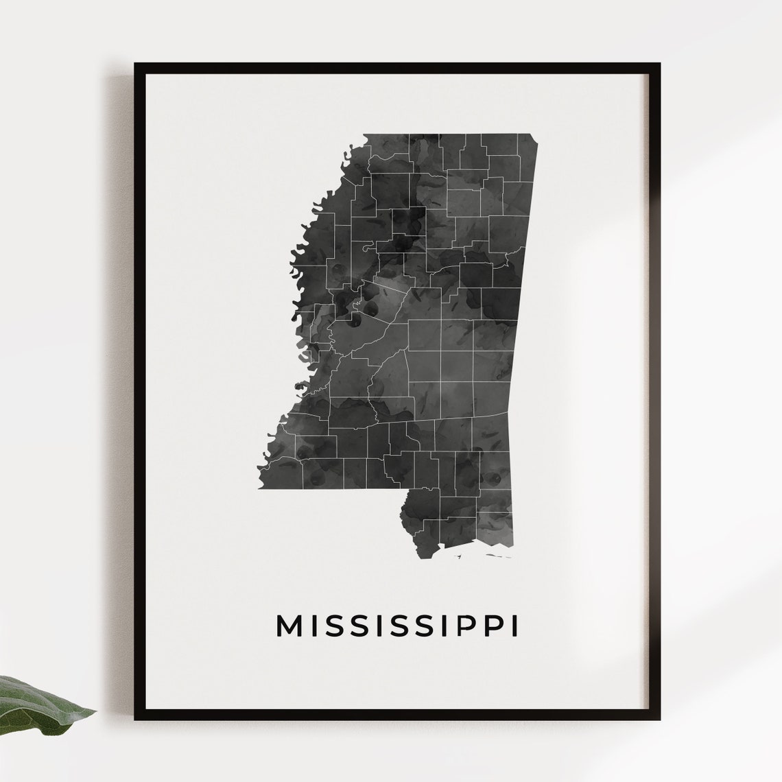Mississippi Map Art Poster Black and White Wall Art Print of - Etsy