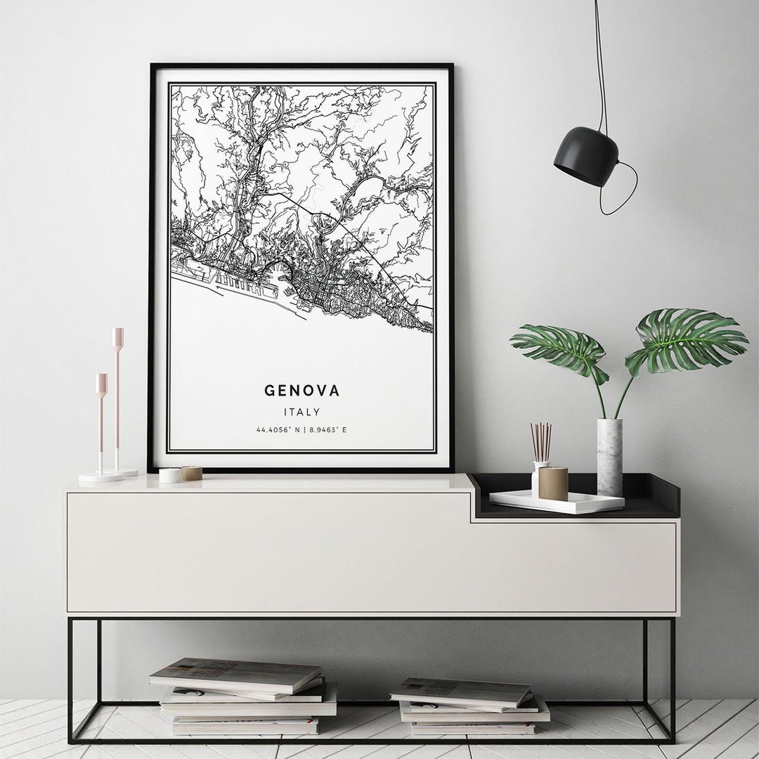 Genova Map Print | Minimalistic Wall Art Poster | City Maps ...