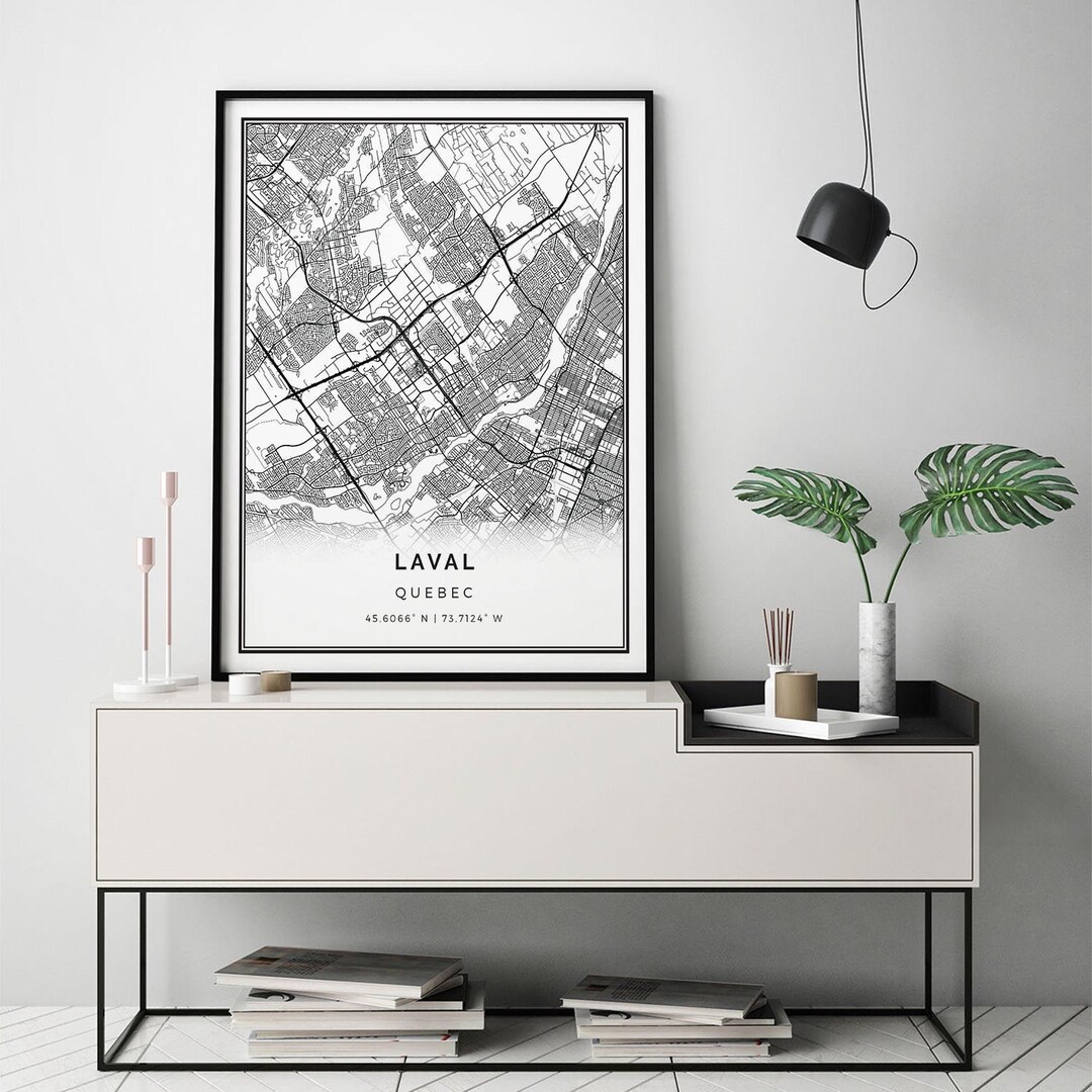 Laval Map Print | Minimalistic Wall Art Poster | City Maps Scandinavian ...