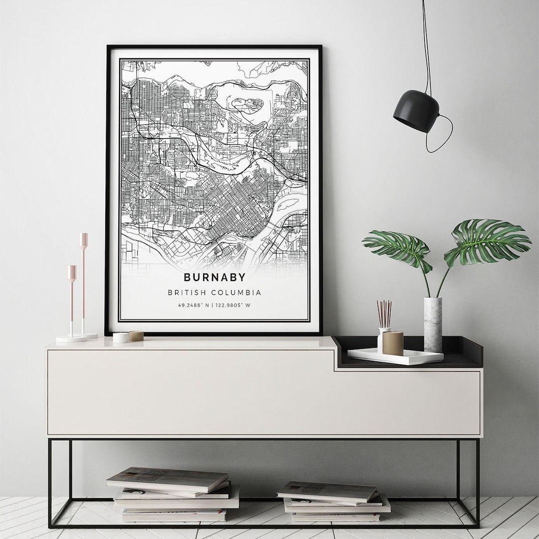 Burnaby Map Print | Minimalistic Wall Art Poster | City Maps ...