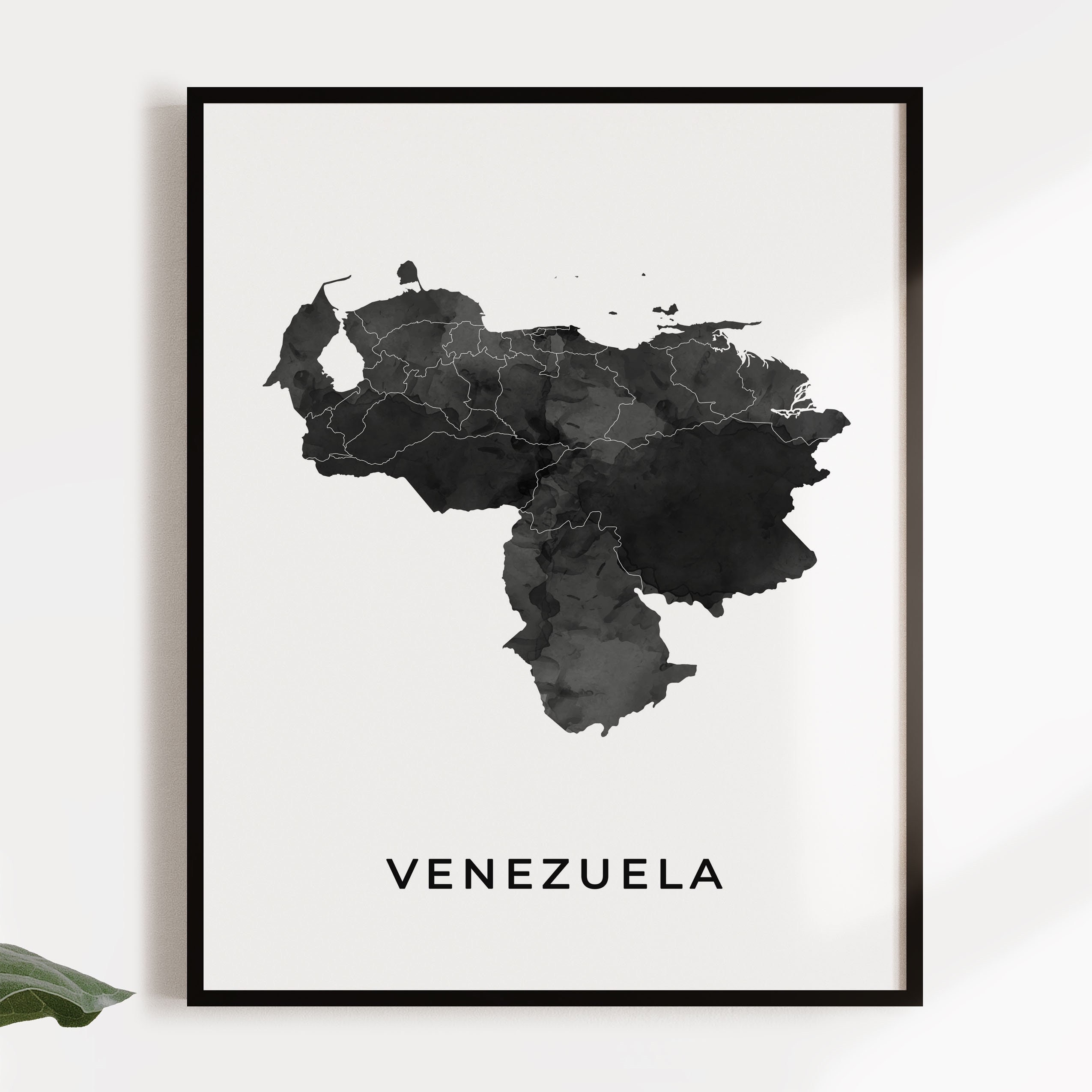 Venezuela Map Art Poster Black and White Wall Art Print of - Etsy