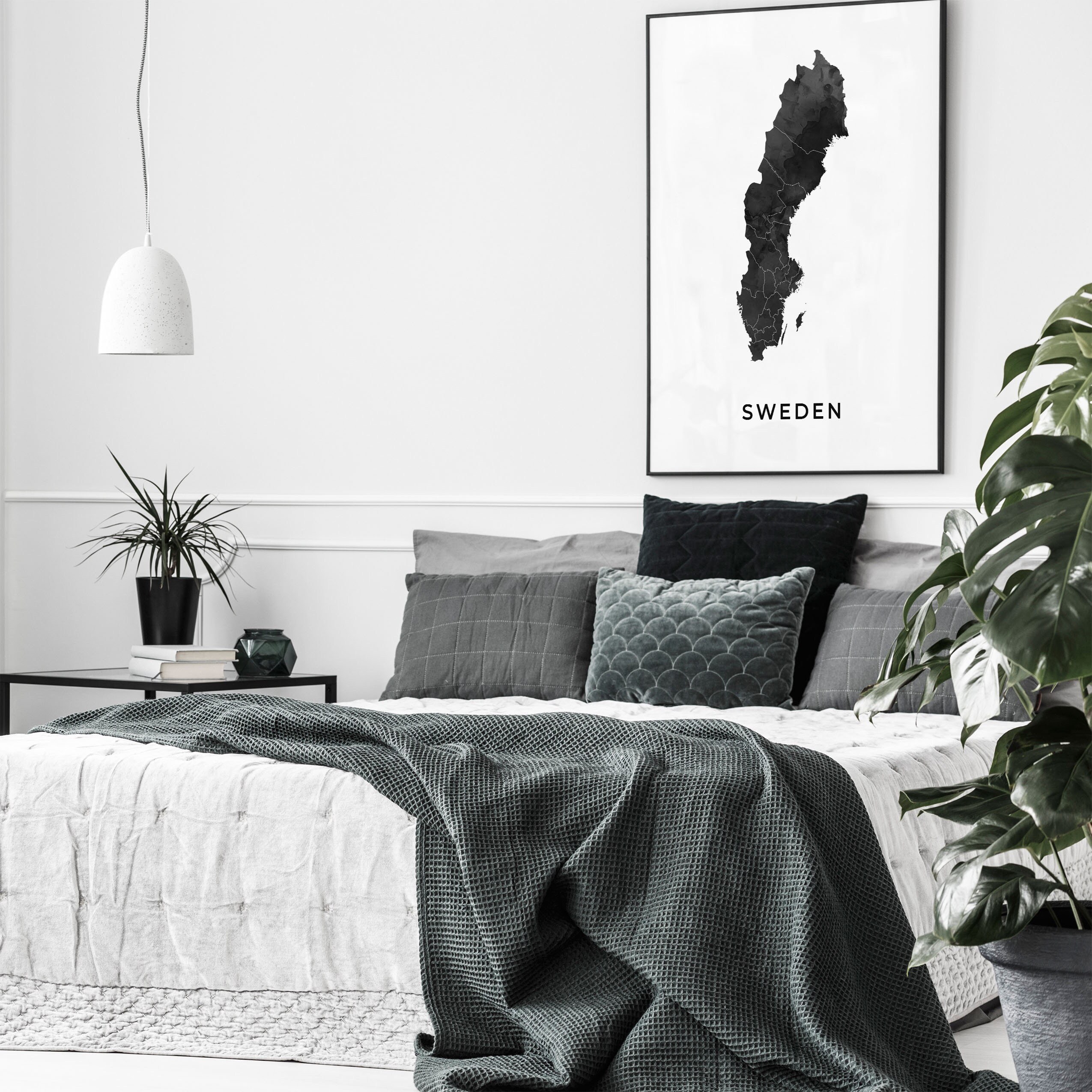 Sweden Map Art Poster Black and White Wall Art Print of | Etsy