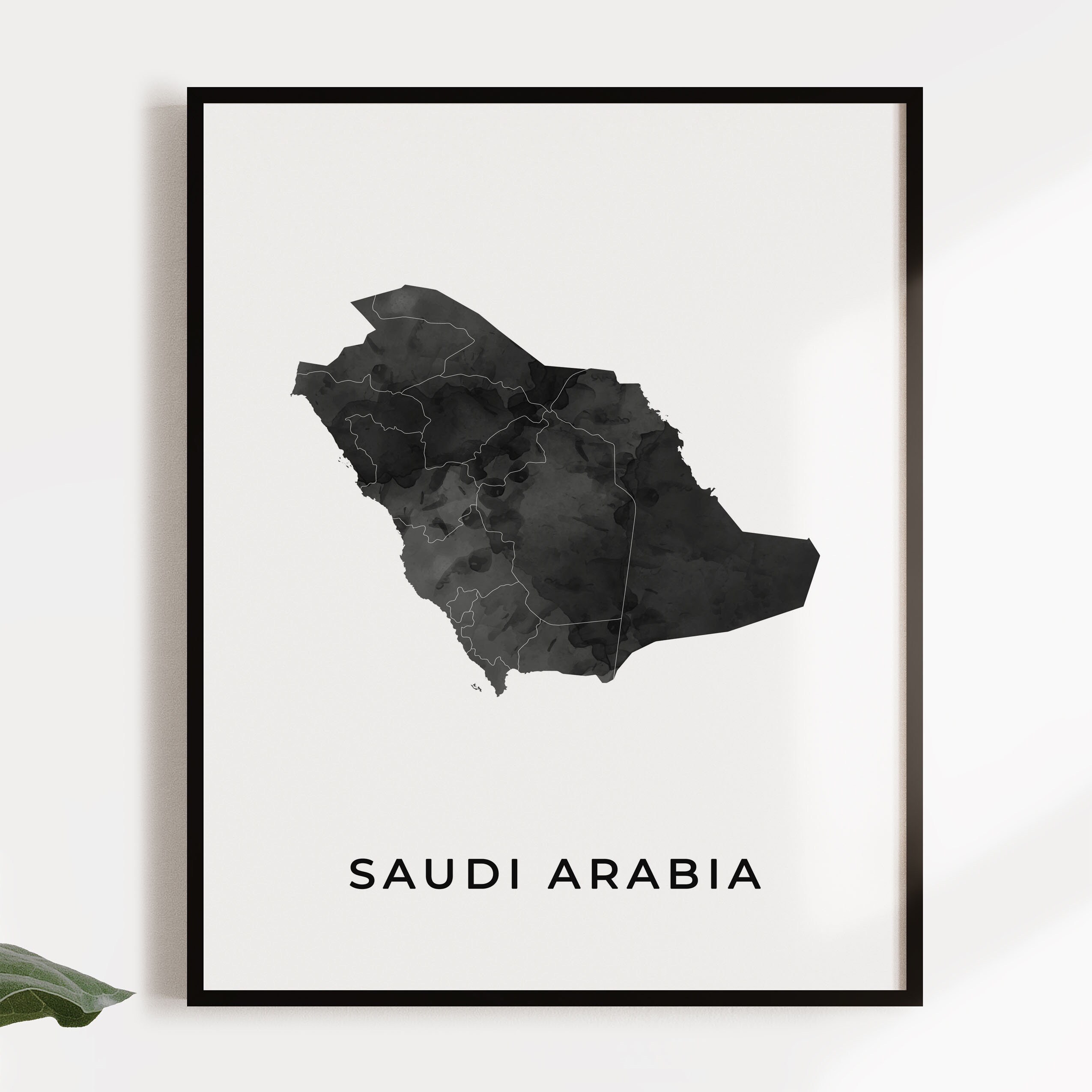 Saudi Arabia Map Art Poster Black and White Wall Art Print of - Etsy