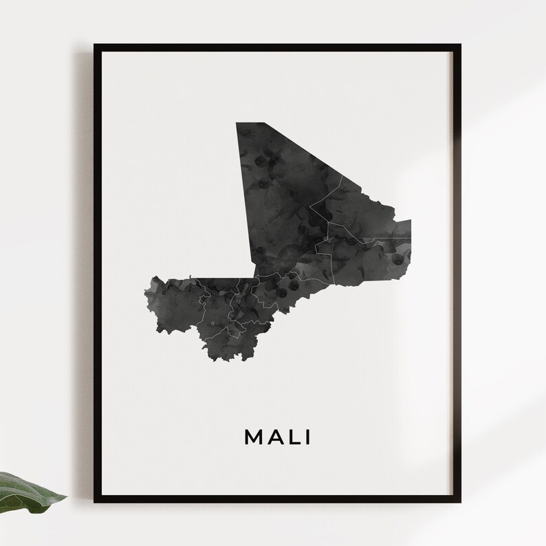 Mali Map Art Poster Black and White Wall Art Print of Mali - Etsy