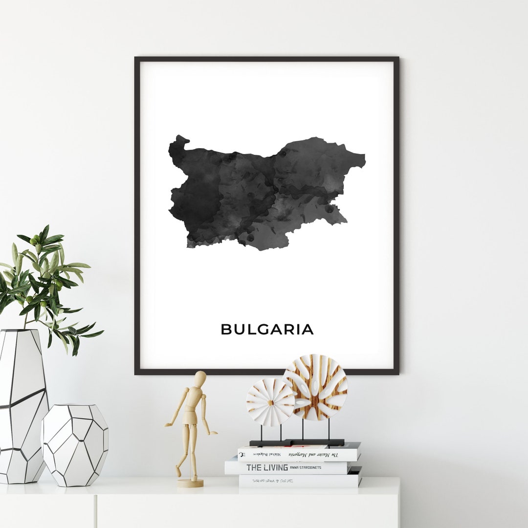 Bulgaria Map Art Poster, Black and White Wall Art Print of Bulgaria ...