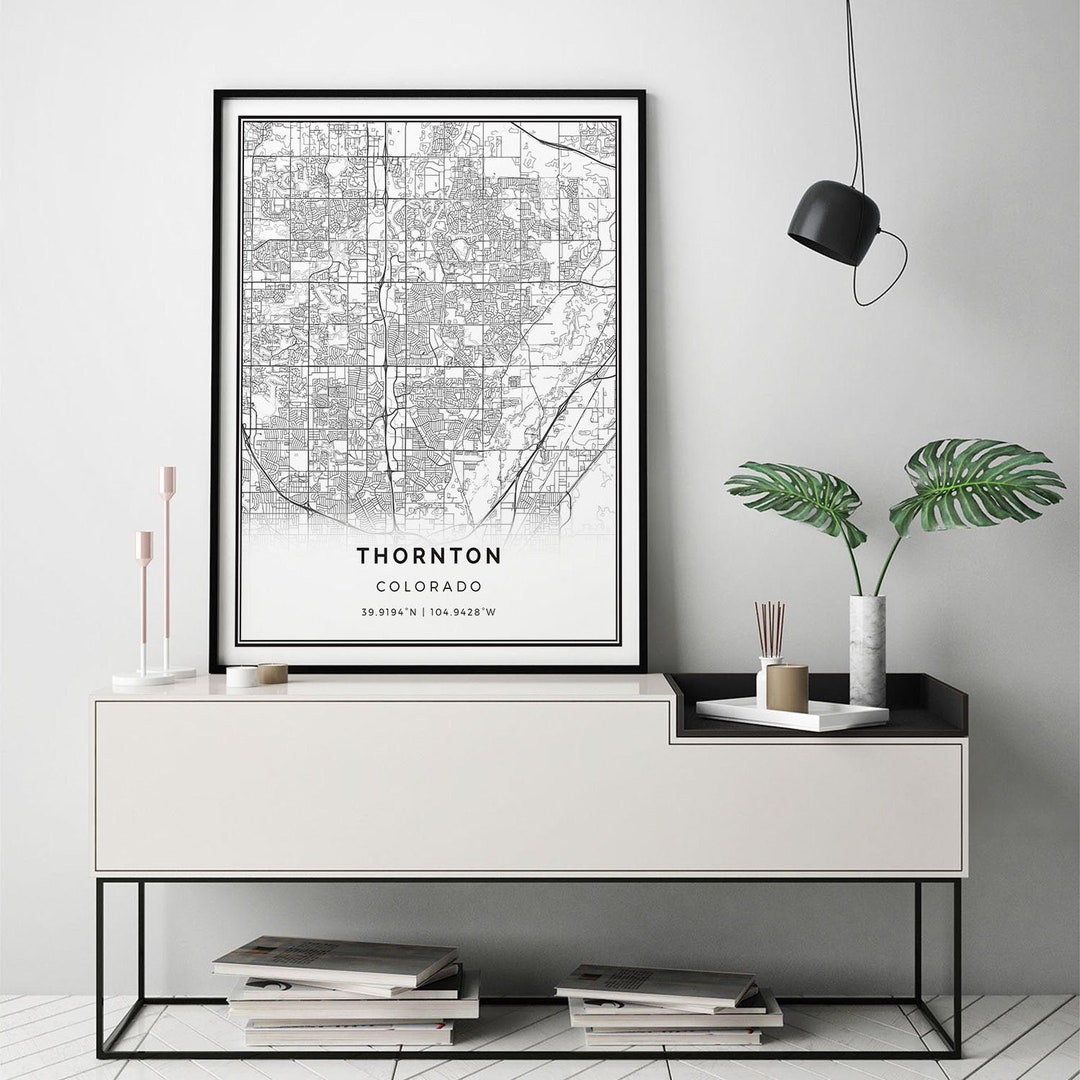 Thornton Colorado Map Print: Minimalist Black and White Wall Art - Etsy