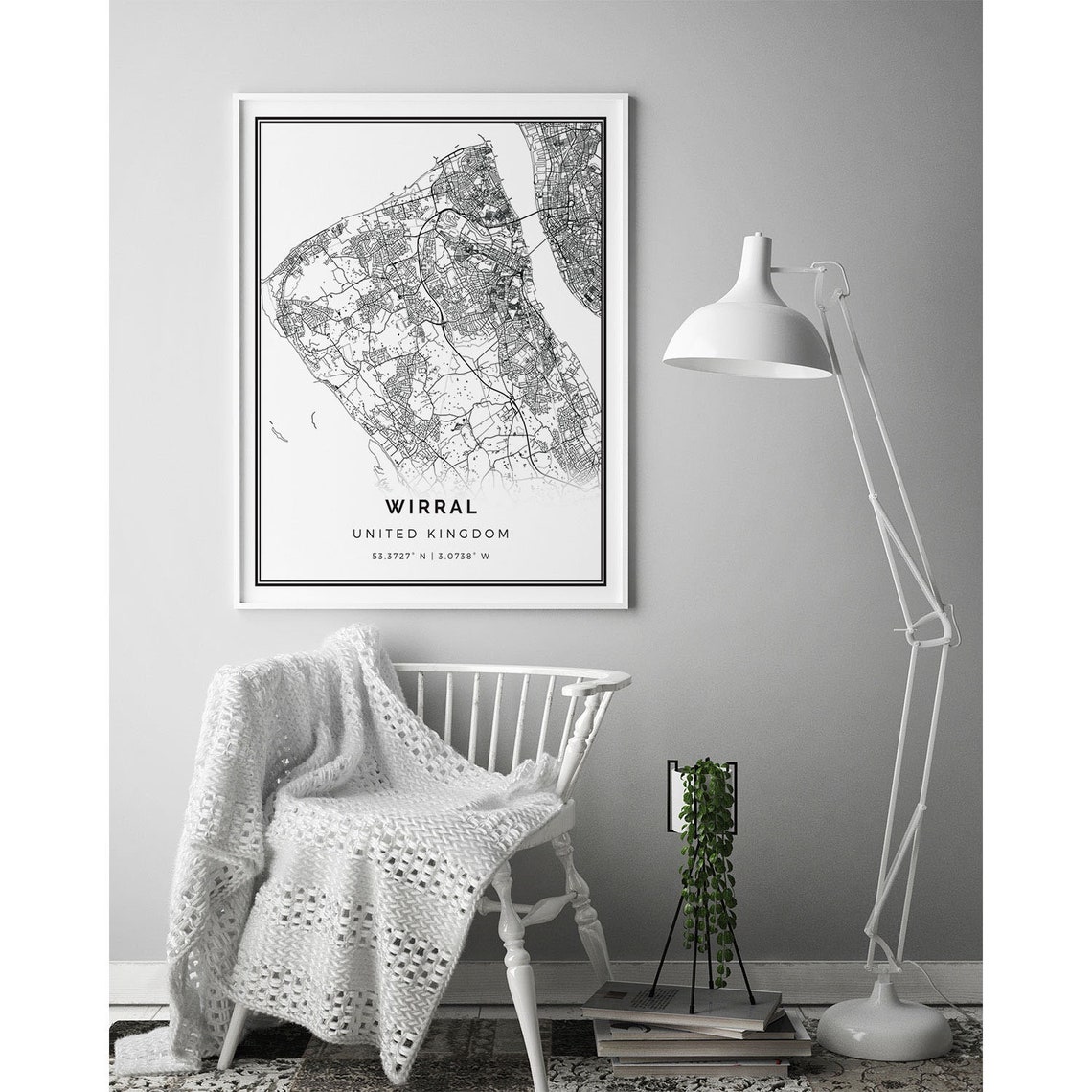 Wirral Map Print Minimalistic Wall Art Poster City Maps | Etsy