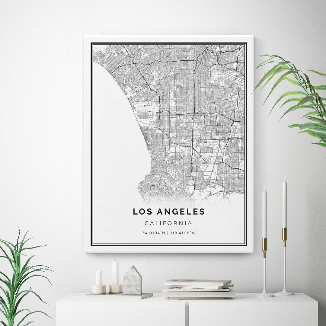 Los Angeles Map Canvas Print LA City Map City Maps Wall - Etsy