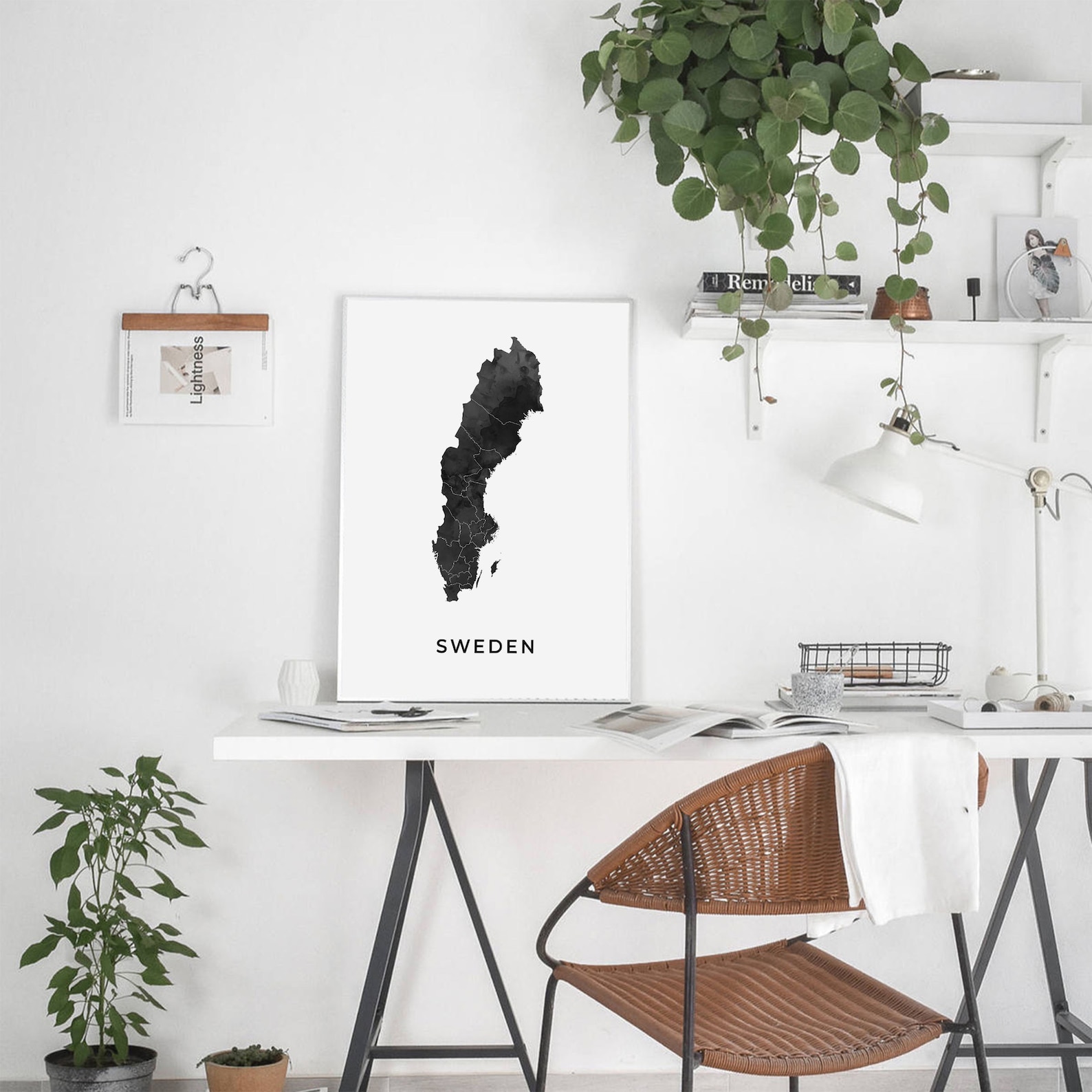 Sweden Map Art Poster Black and White Wall Art Print of | Etsy