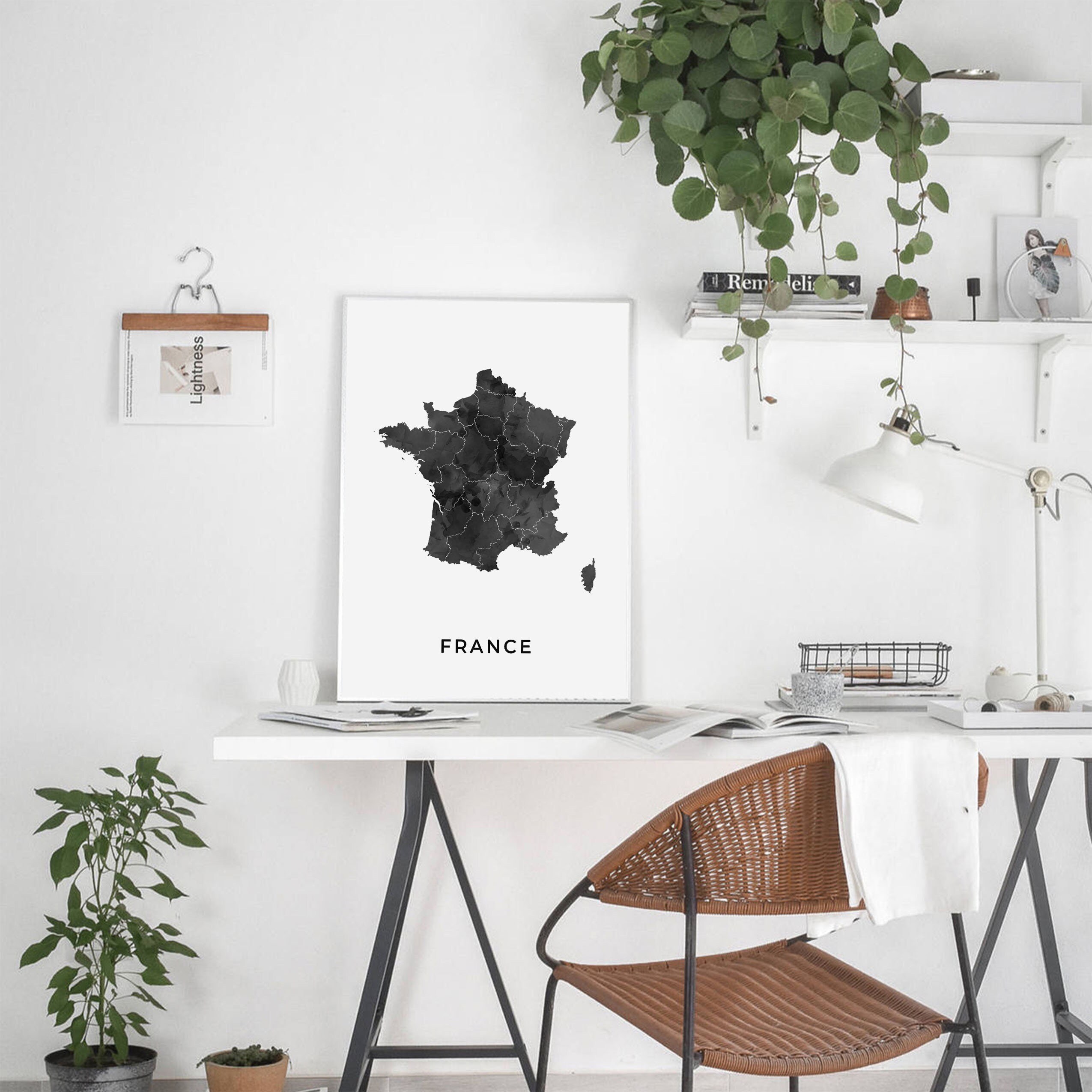 France Map Art Poster Black and White Wall Art Print of | Etsy