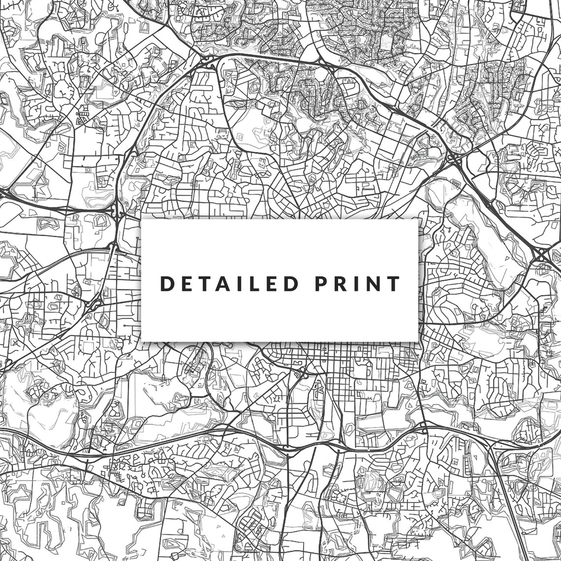 Raleigh Map Print Minimalistic Wall Art Poster City Maps | Etsy