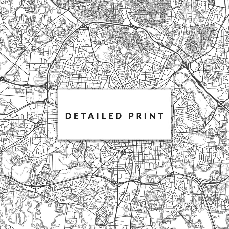 Raleigh Map Print Minimalistic Wall Art Poster City Maps | Etsy